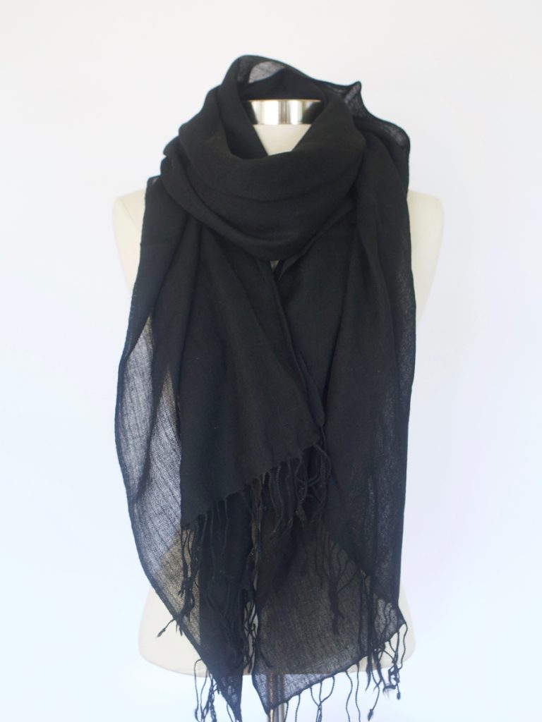 Black Cashmere Scarf - Khazana