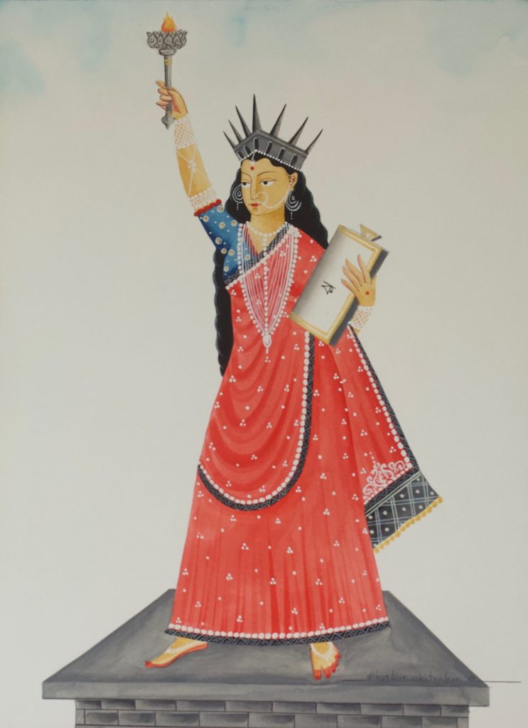 Statue of Liberty in a Sari - Khazana